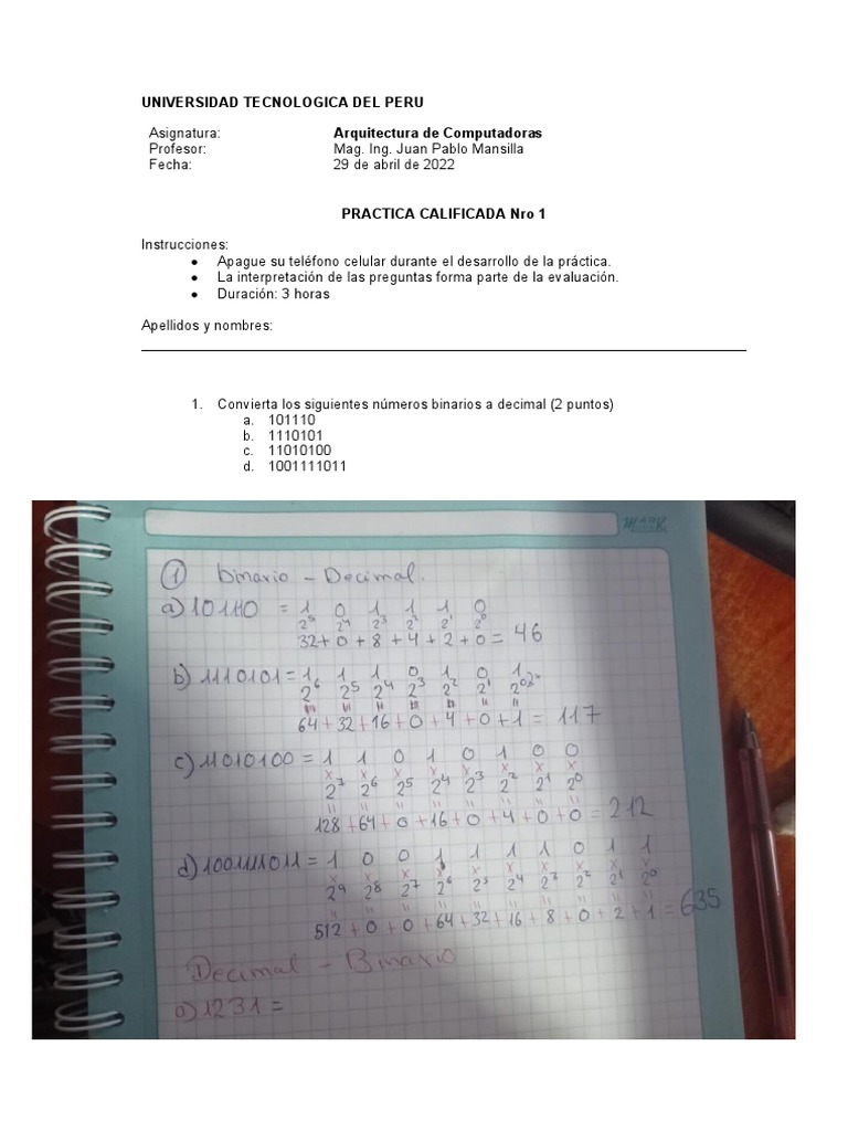 PCL1 - Arquitectura de Computadoras | PDF | Métodos y materiales de enseñanza | Tecnología