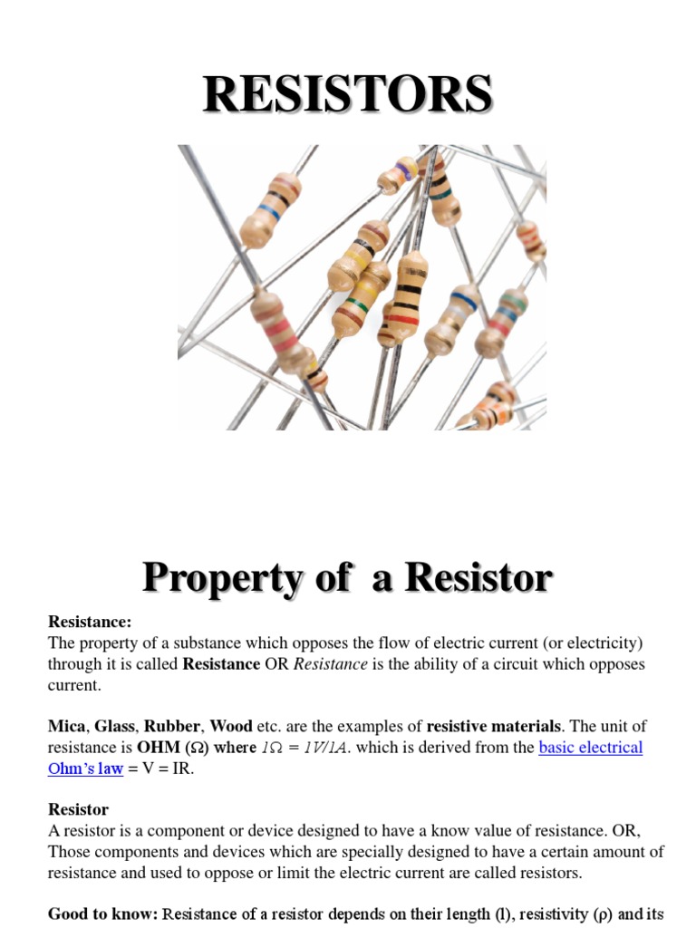 REFERENCE NOTES - RESISTORS Presentation Slides | PDF | Teaching ...