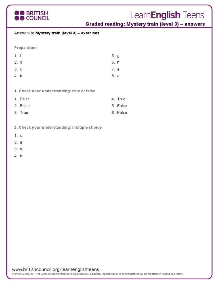 Mystery Train Level 3 Answers | PDF