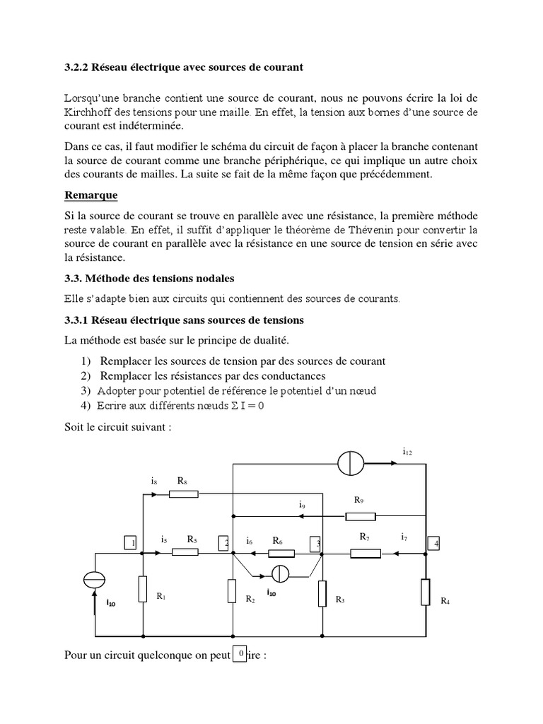 Méthode des nœuds en circuits électriques | PDF | Tension électrique ...