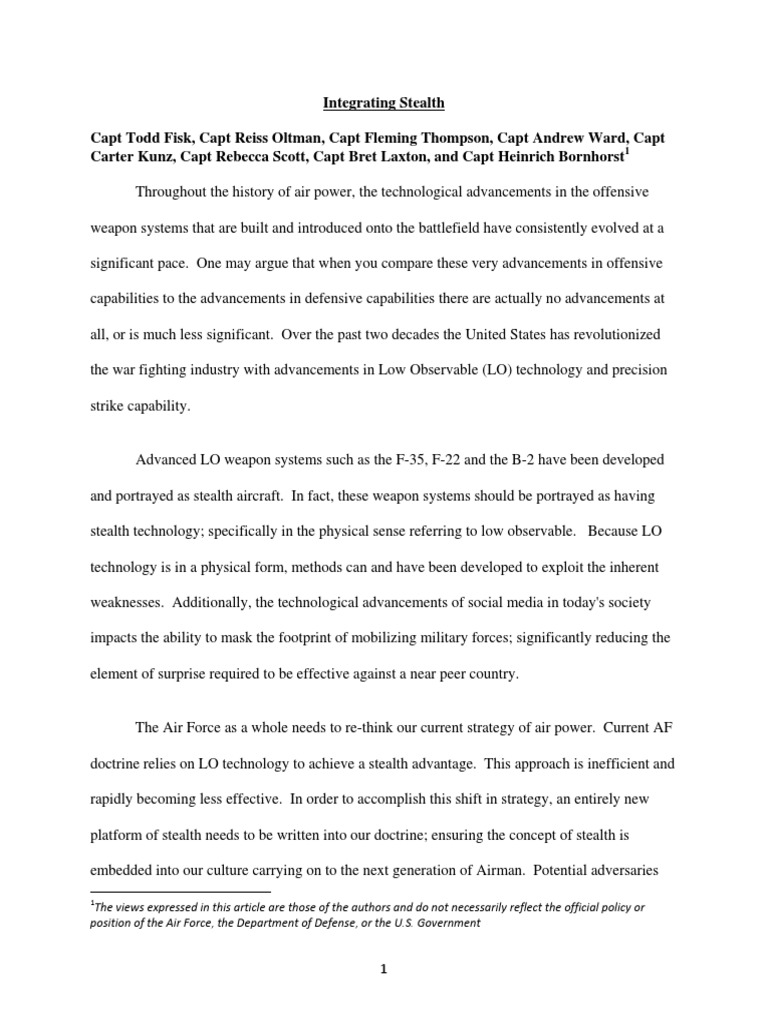 Redefining Stealth: Embedding Deception and Surprise in Air Force ...