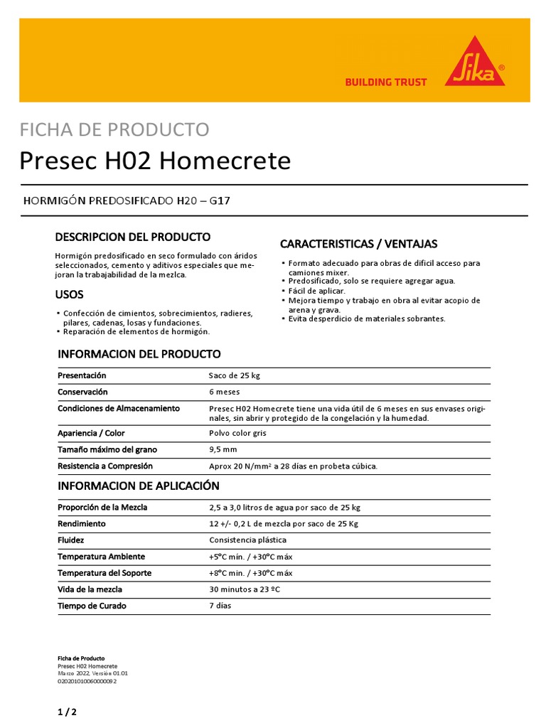 Presec h02 Homecrete | PDF | Hormigón | Materiales