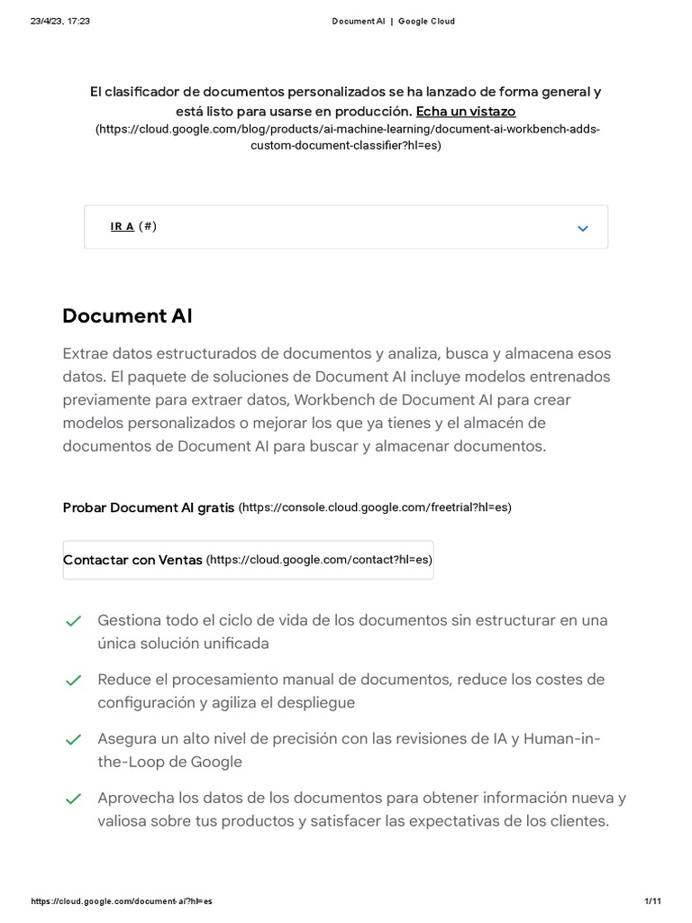 Document AI - Google Cloud | PDF | Inteligencia artificial | Inteligencia (IA) y semántica