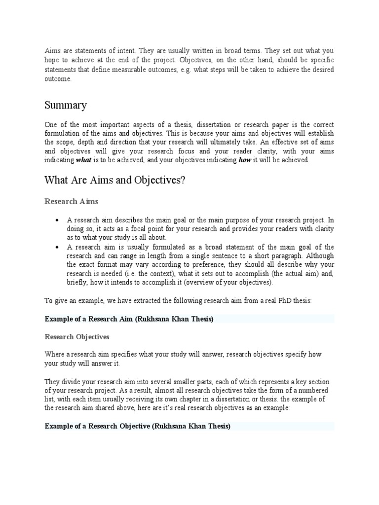 Aim & Objectives in Research | PDF