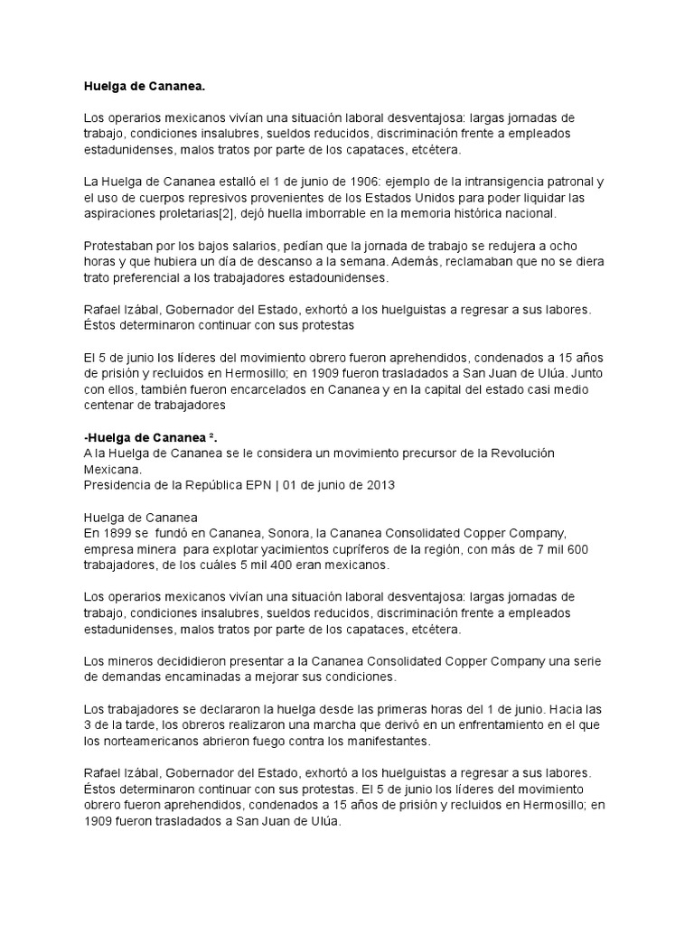 Huelga de Cananea y Río Blanco | PDF