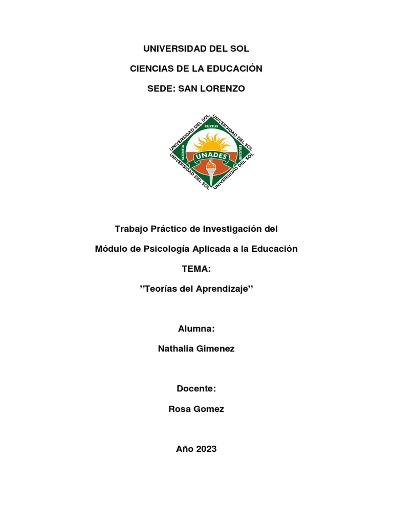 Teorías Del Aprendizaje Pdf