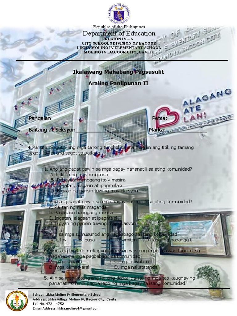 GRADE 2-AP-2nd LONG TEST | PDF