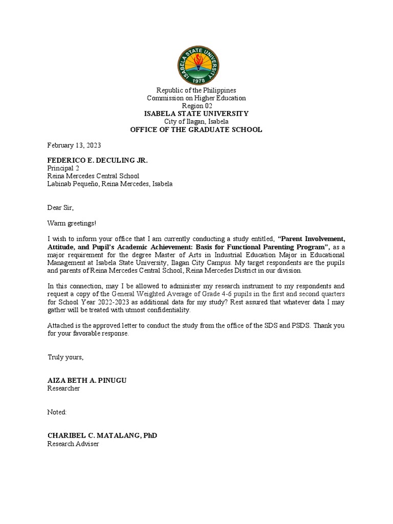 Letter Principal | PDF