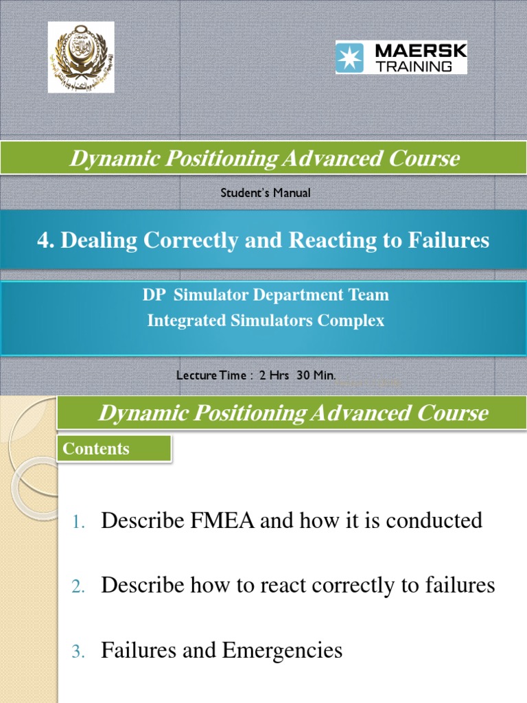 Dynamic Positioning Advanced Course: 4. Dealing Correctly and Reacting ...