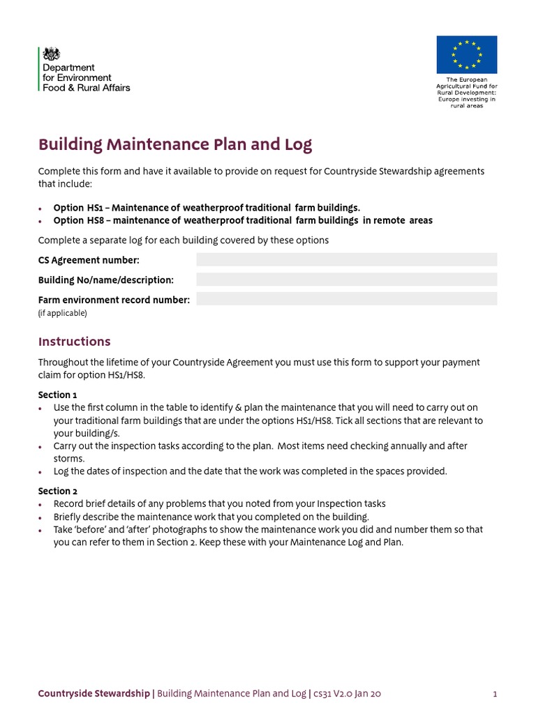Building Maintenance Plan and Log | PDF | Roof | Components