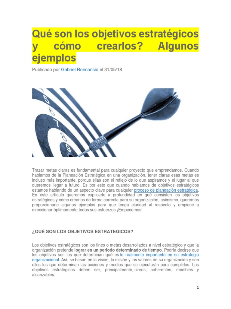 ?que Son Los Objetivos Estr Atégicos y Cómo Crearlos | PDF
