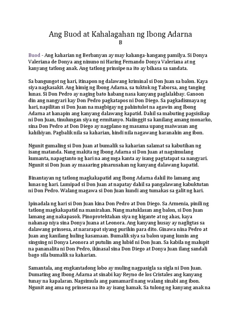 Ang Buod at Kahalagahan NG Ibong Adarna | PDF