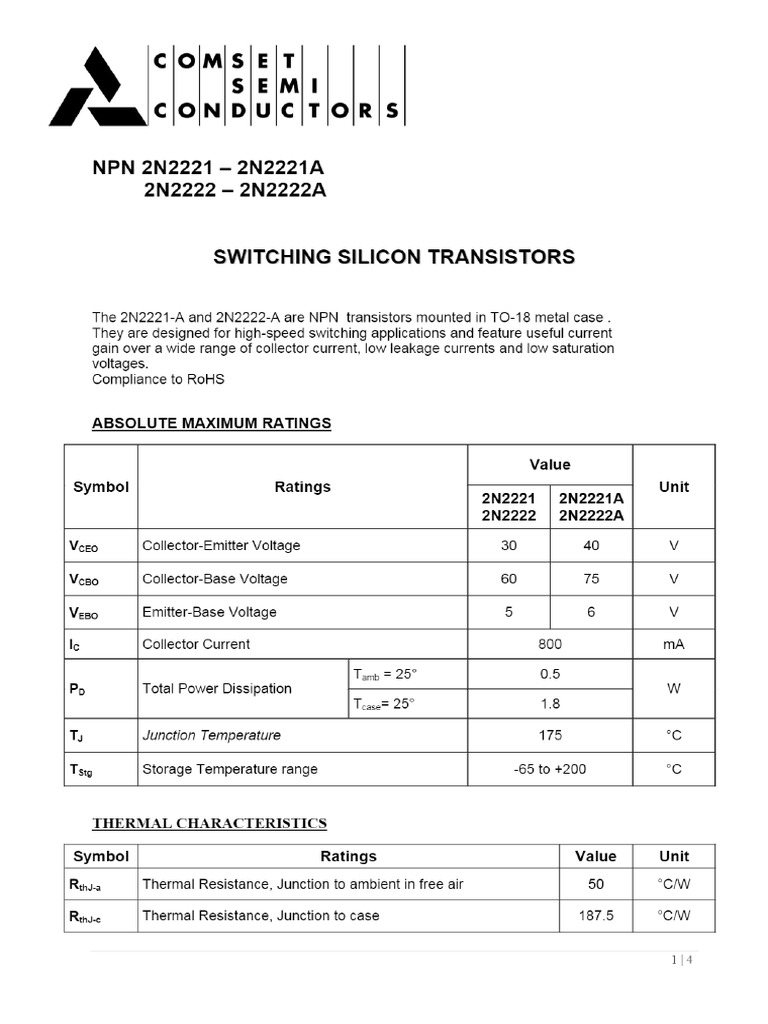 2N2222A Datasheet | PDF