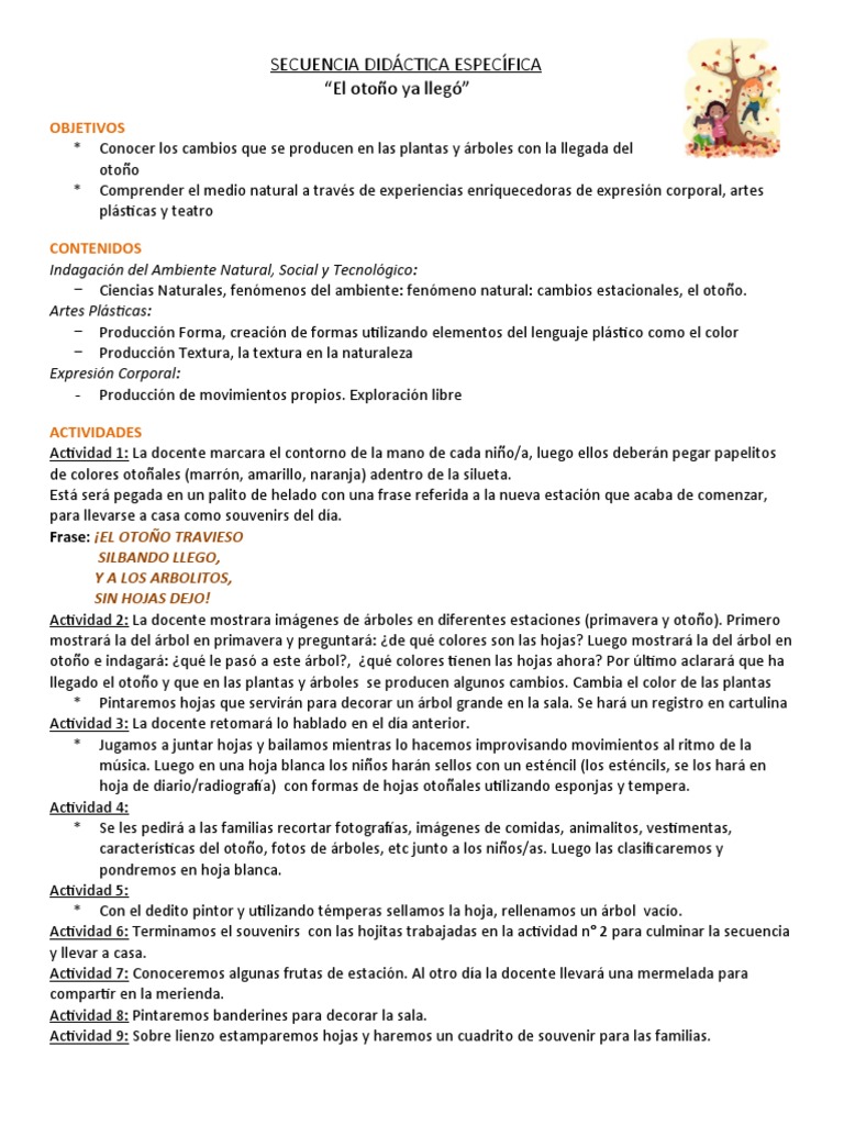 Secuencia Didáctica - El Otoño | PDF