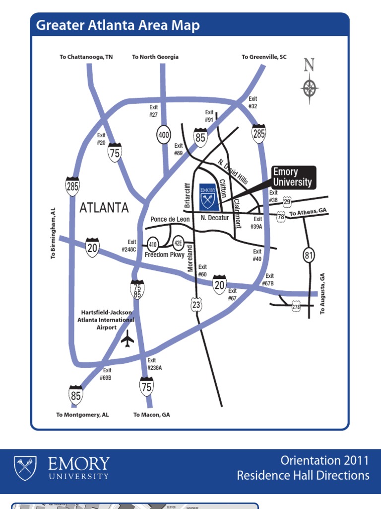 Greater Atlanta Area Map: Orientation 2011 Residence Hall Directions ...