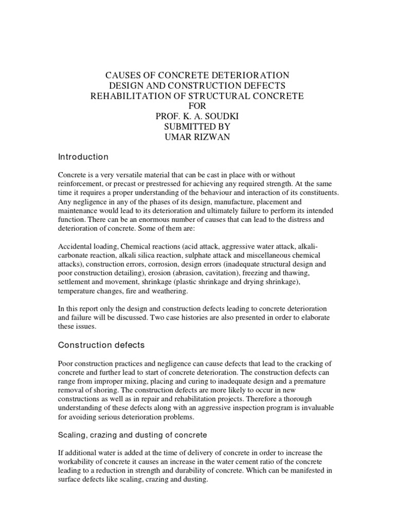 Concrete Defects & Deterioration | PDF | Concrete | Stress (Mechanics)