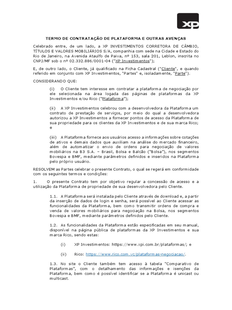Termo de Contratação Rico Trader | PDF