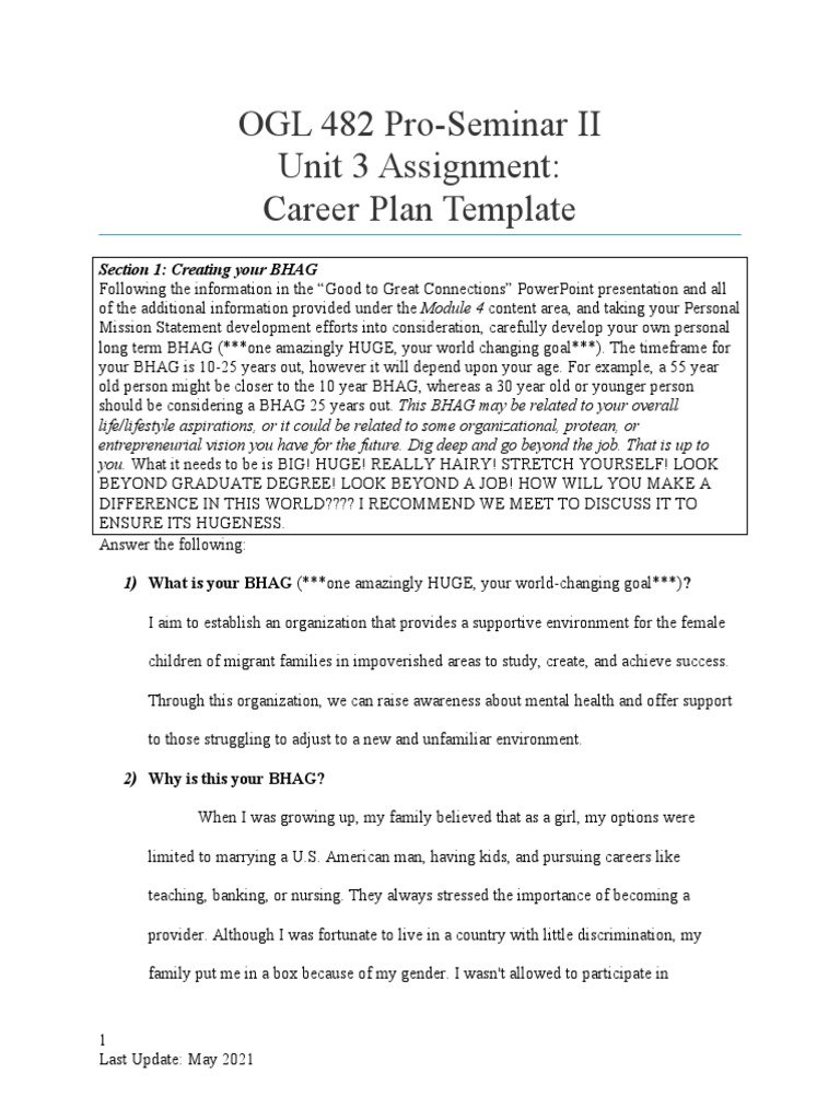 Unit 3 Module Career Plan Template 1 | PDF