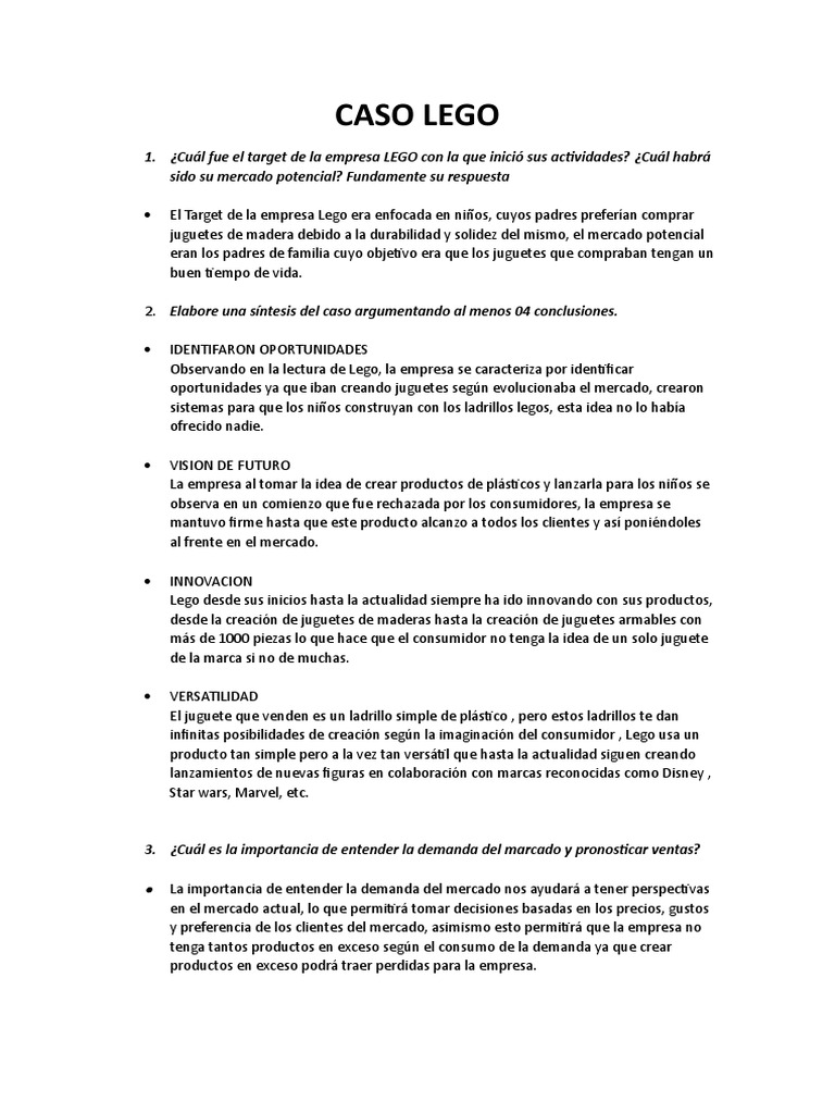 Caso Lego | PDF | Juguetes | Mercado (economía)
