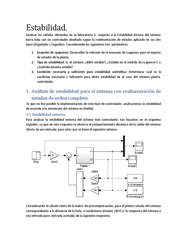 Bitacora Estabilidad | PDF | Teoría de la estabilidad | Matriz (Matemáticas)