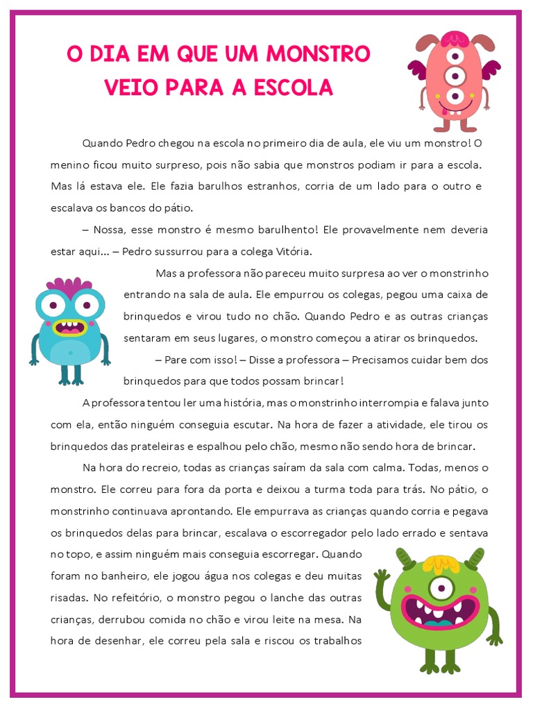 O Dia em Que Um Monstro Veio A Escola 1 | PDF