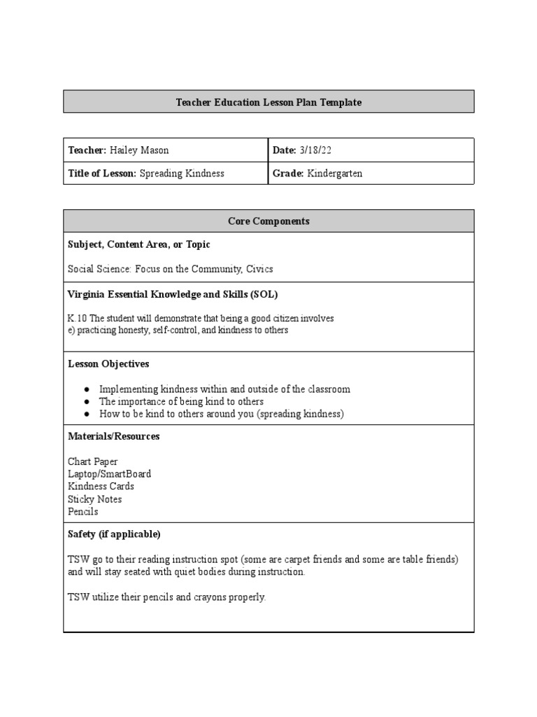 Practicum Lesson 1 | PDF | Teachers | Learning