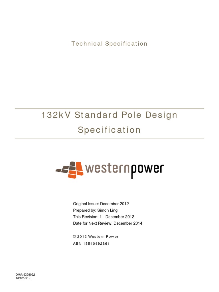 132kV Standard Pole Design Specification | PDF | Structural Steel ...