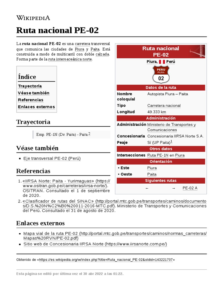 Ruta Nacional PE-02 | PDF