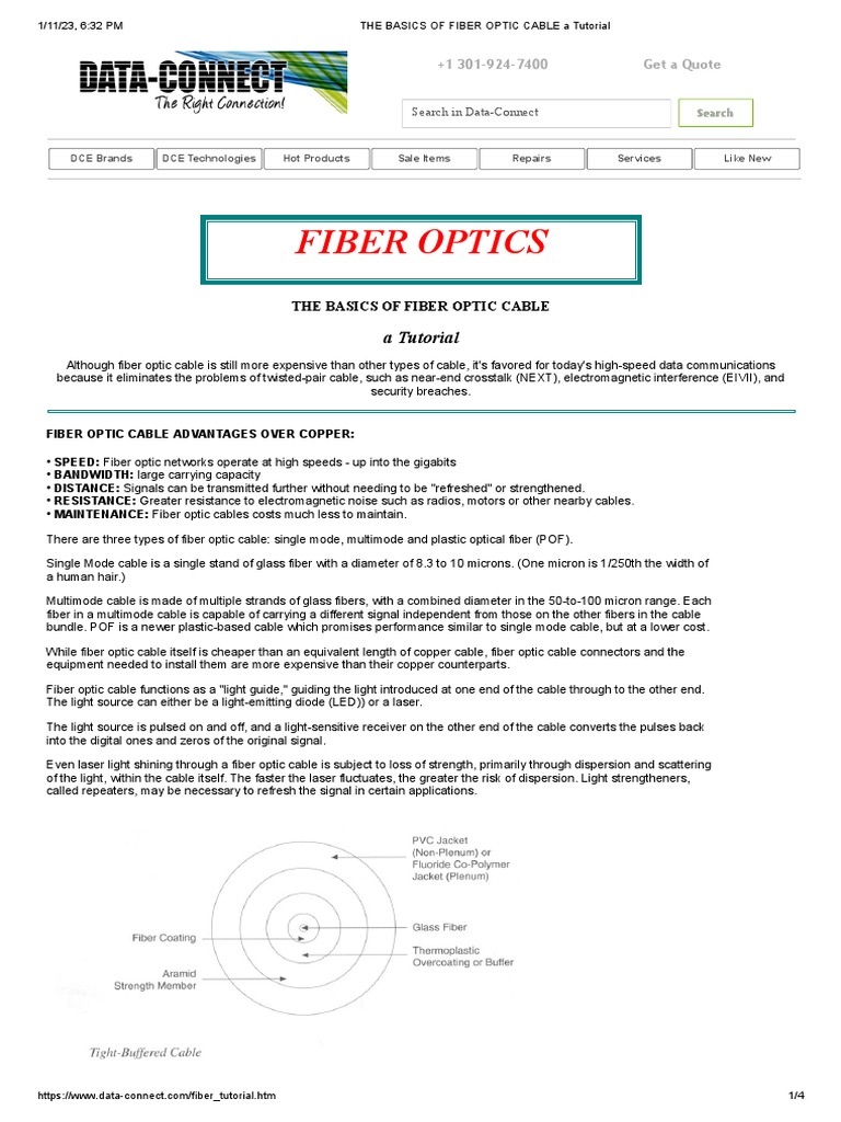 THE BASICS OF FIBER OPTIC CABLE A Tutorial | PDF
