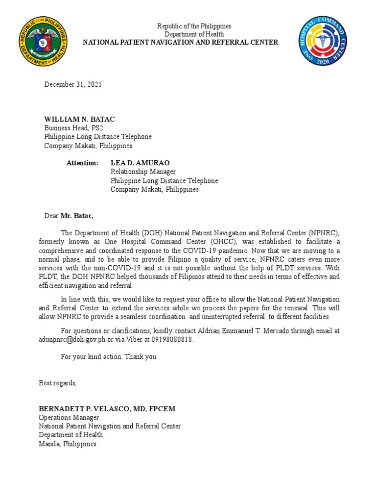 Antedate Letter To PLDT | PDF | Philippines | Medicine