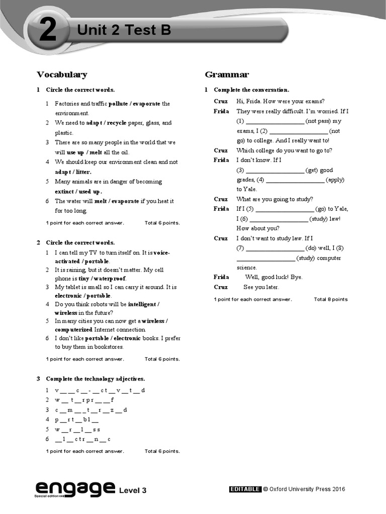 Engage 3 Unit 2 | PDF