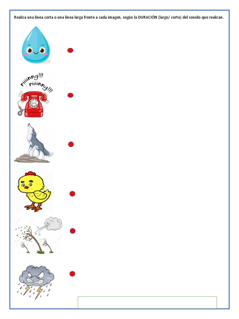 Realiza Una Línea Corta o Una Línea Larga Frente A Cada Imagen | PDF