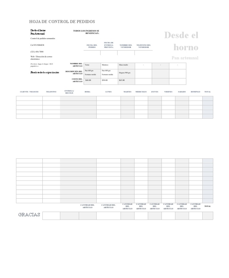 Control de Pedidos - Panaderia | PDF