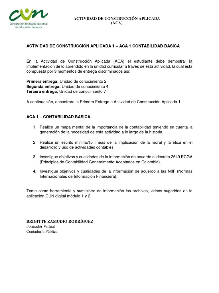 Documento ACA 1 Contabilidad Basica | PDF