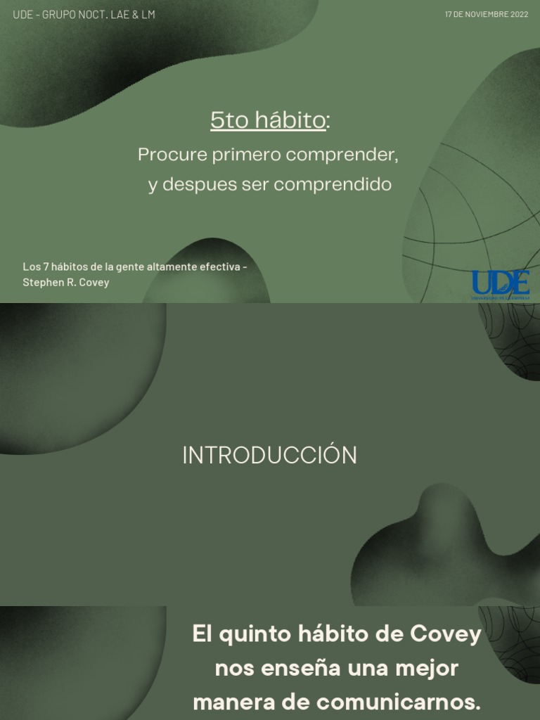 5to Hábito Procure Primero Comprender, y Despues Ser Comprendio | PDF ...