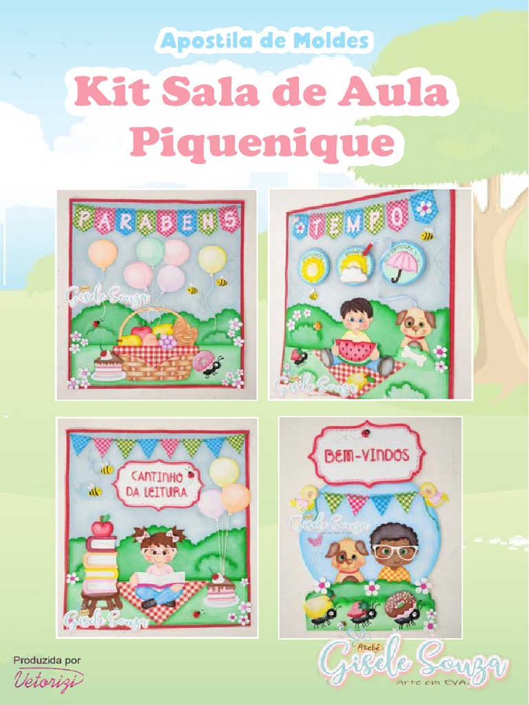 Caderno de Moldes Kit Sala de Aula Piquenique-Compactado | PDF | Vermelho | Pastel