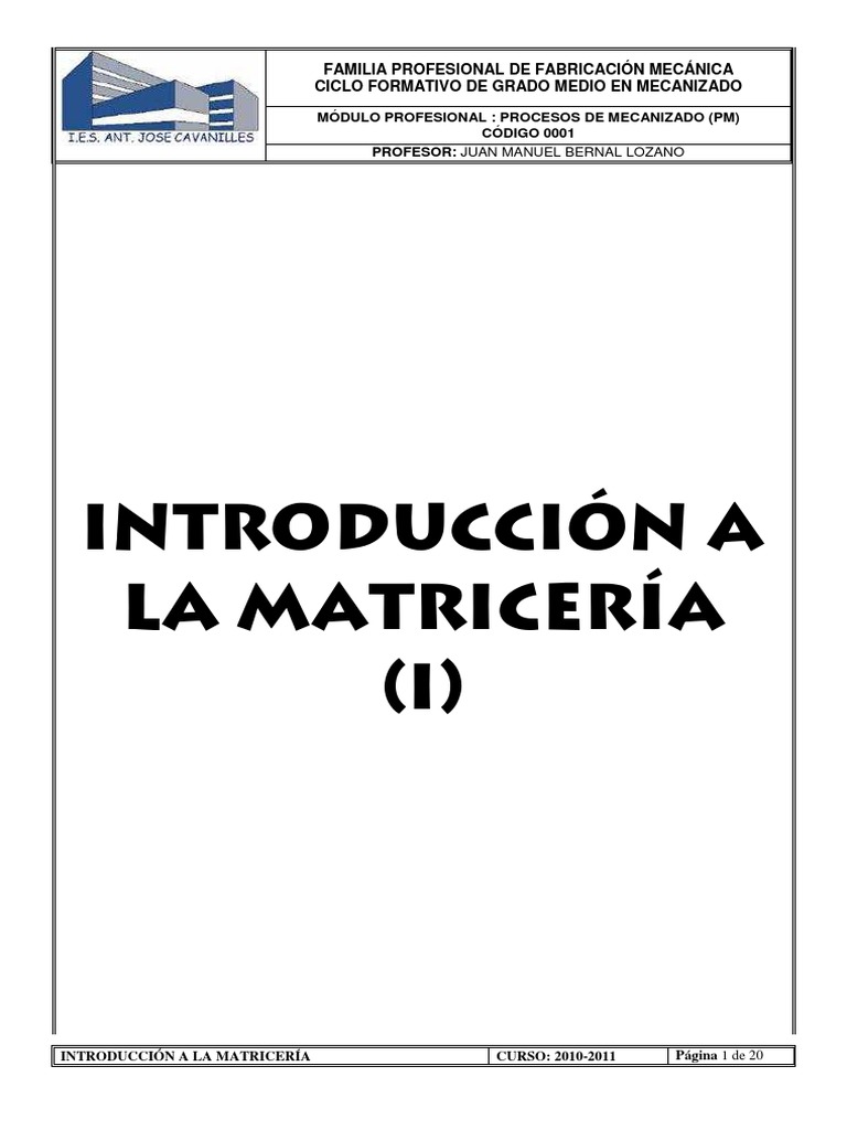 Introducción a la Matricería y Punzones | PDF | Tecnología