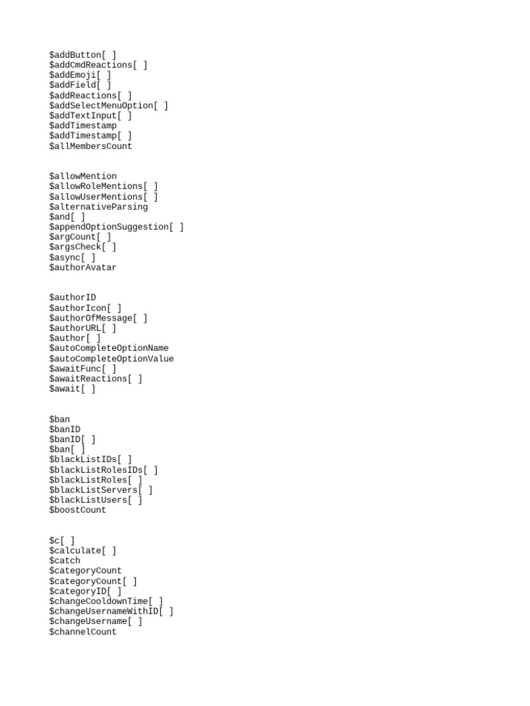 Bot Designer For Discord - BDFD - All Commands | PDF