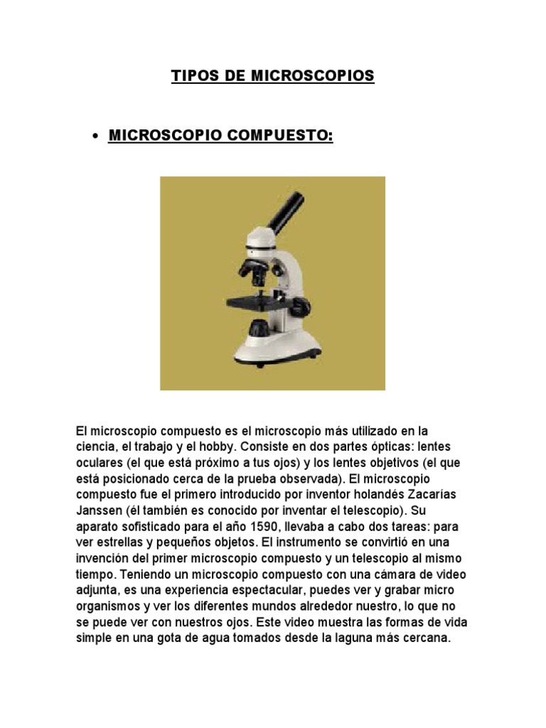 TIPOS DE MICROSCOPIOS | PDF | Medio de crecimiento | Agar
