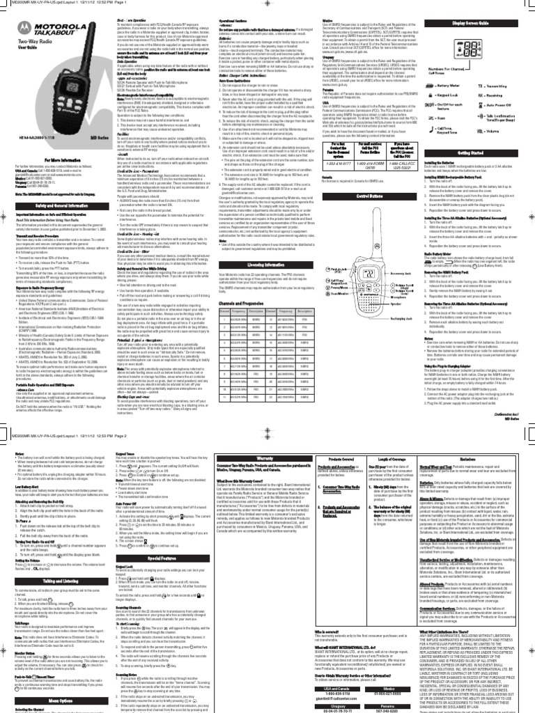 MD Series MX Uy Pa Us User Guide | PDF | Radio | Electromagnetic Interference