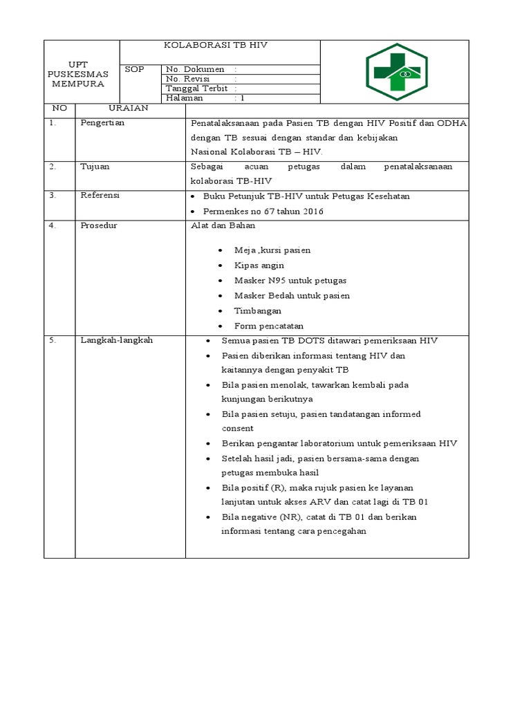 SOP Kolaborasi TB-HIV | PDF