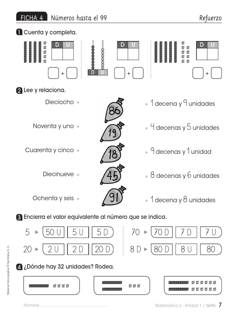 Números Hasta El 99 | PDF