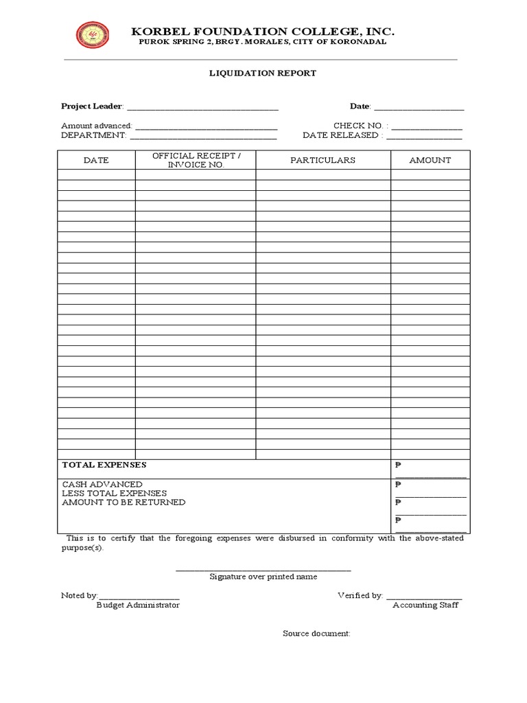 Liquidation Form | PDF
