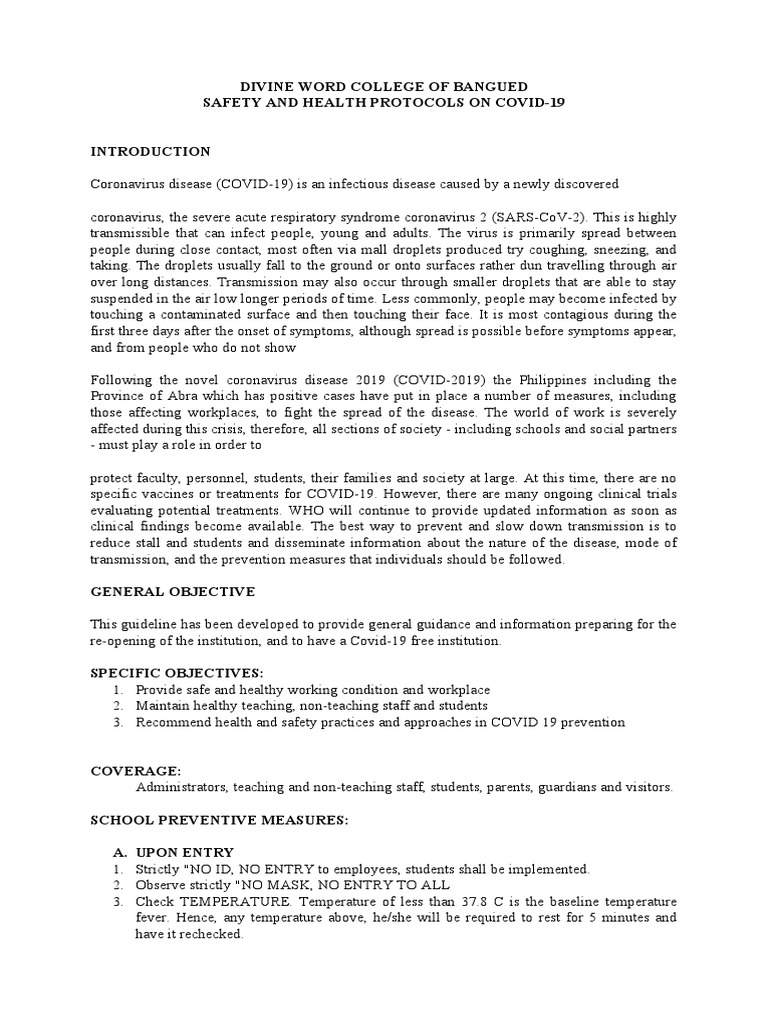 Safety and Health Protocols On Covid-19 | PDF | Bleach | Hand Washing