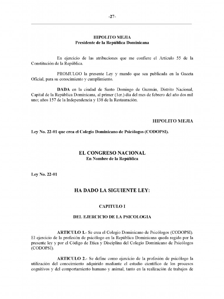 Ley 22-01 | PDF | Ciencias sociales | Autosuperación