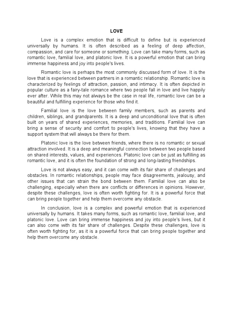 Love Essay | Download Free PDF | Love | Romance (Love)