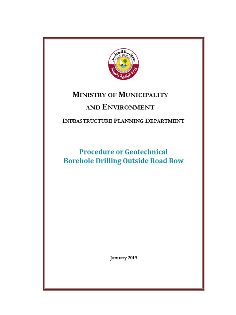 Procedure For Geotechnical Borehole Drilling Outside Road Row | PDF