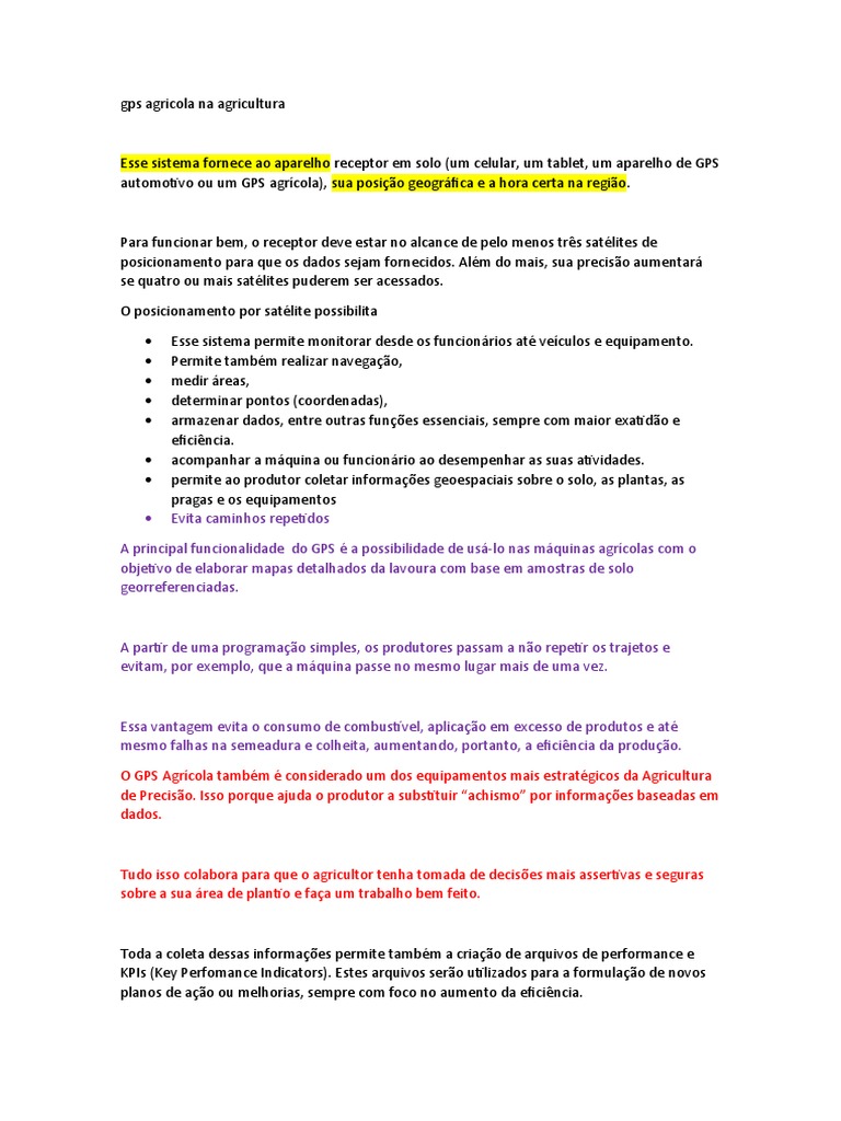 Gps Agricola Na Agricultura | PDF | Sistema de Posicionamento Global (GPS) | Agricultura