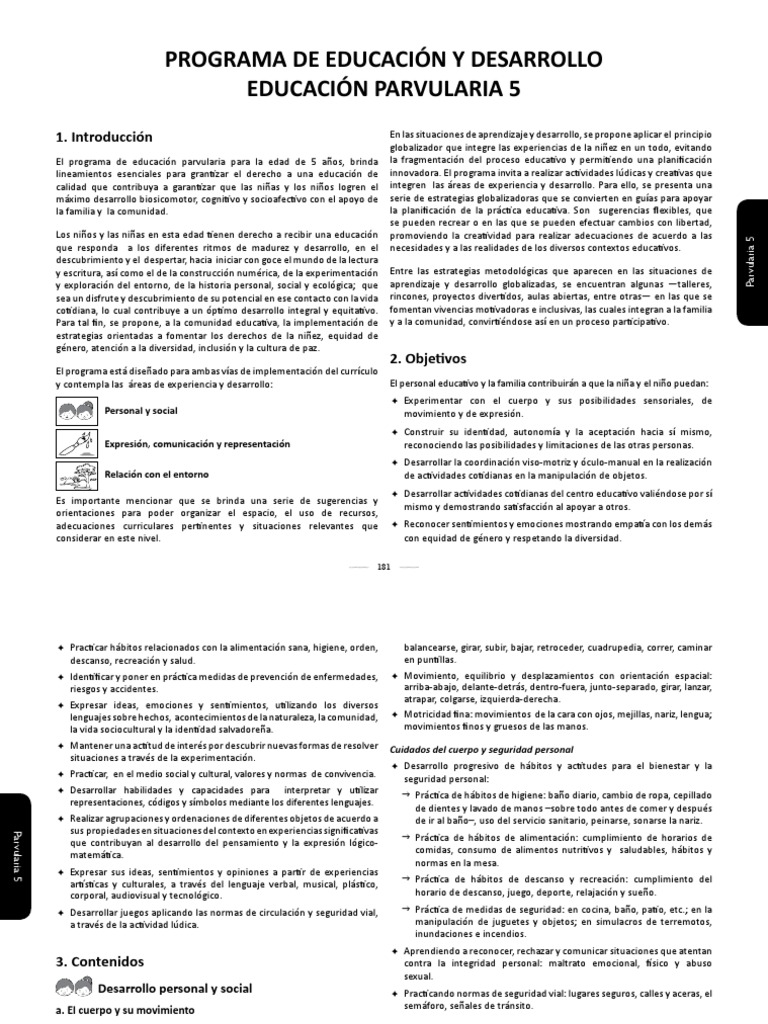 Programa Parvularia 5 | PDF