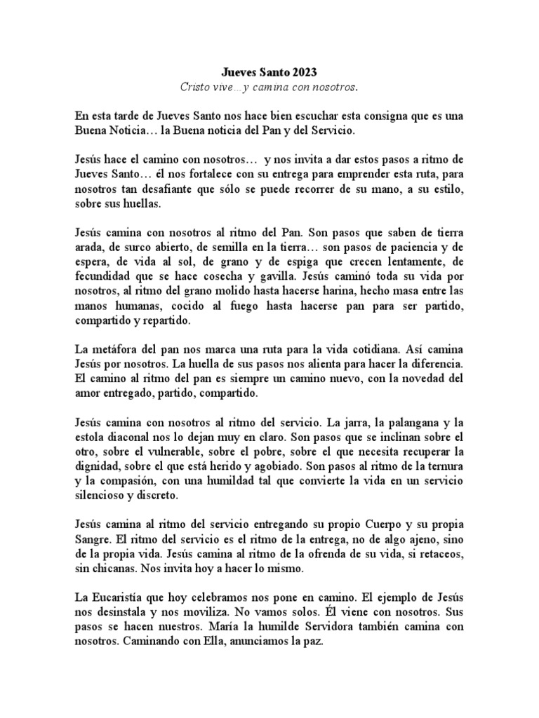 Homilía Jueves Santo 2023 | PDF
